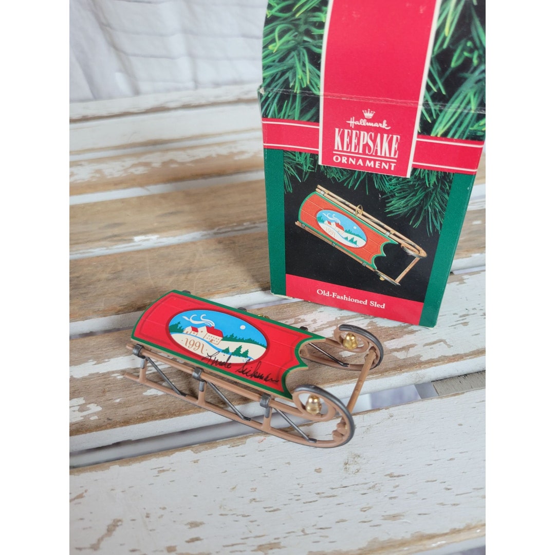 Hallmark Old Fashioned Sled Signed 1991 Ornament - Etsy