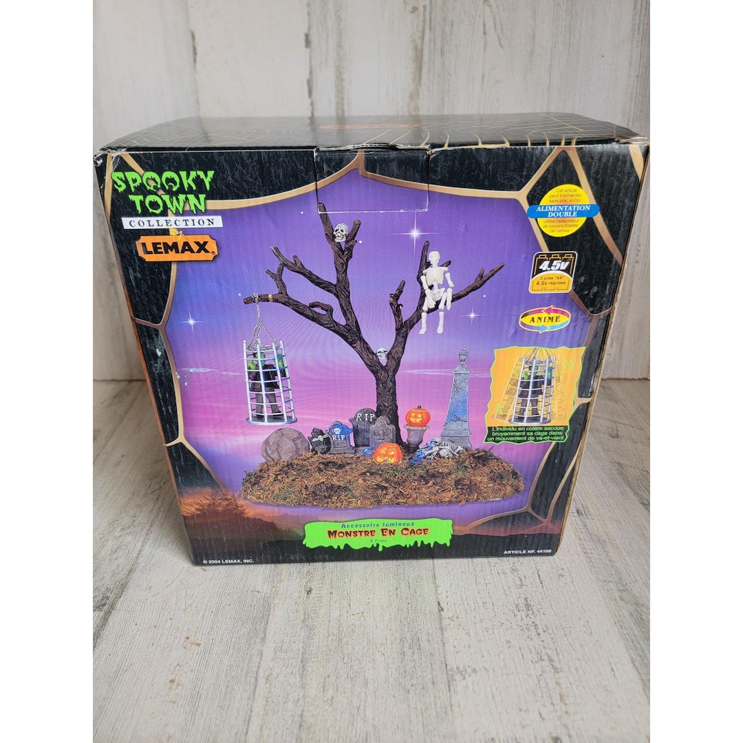 Lemax Caged Monster Animated Spooky Town Village Accessories Halloween ...