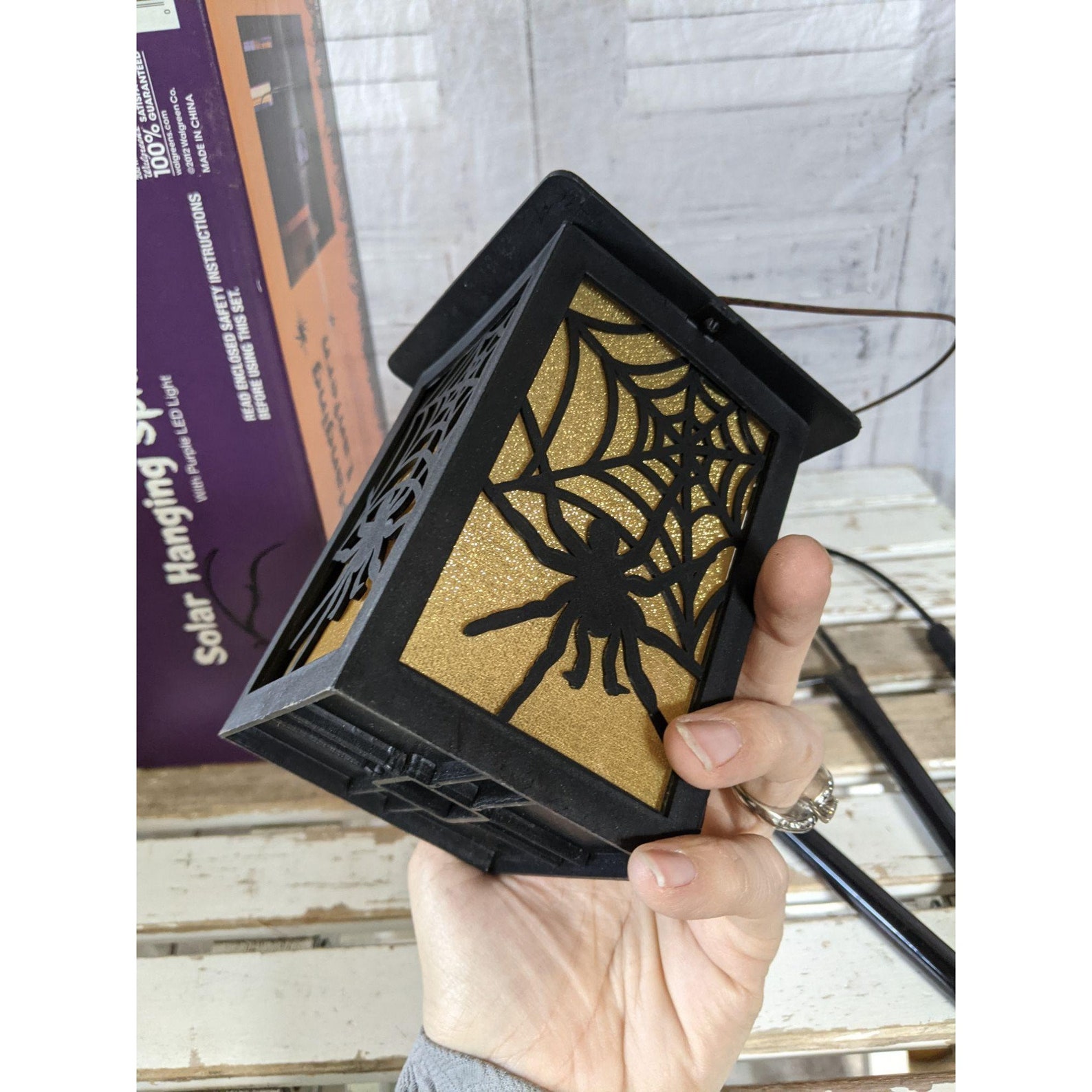 Halloween Solar Spider Lantern Lamp Hanging Pathway Light Lawn - Etsy