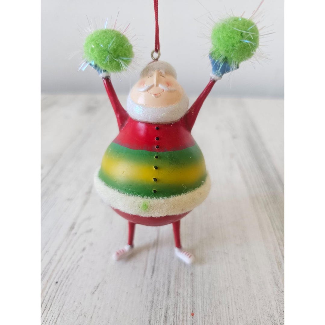 Santa Cheerleader Ornament Pom Poms Unique Xmas Tree - Etsy