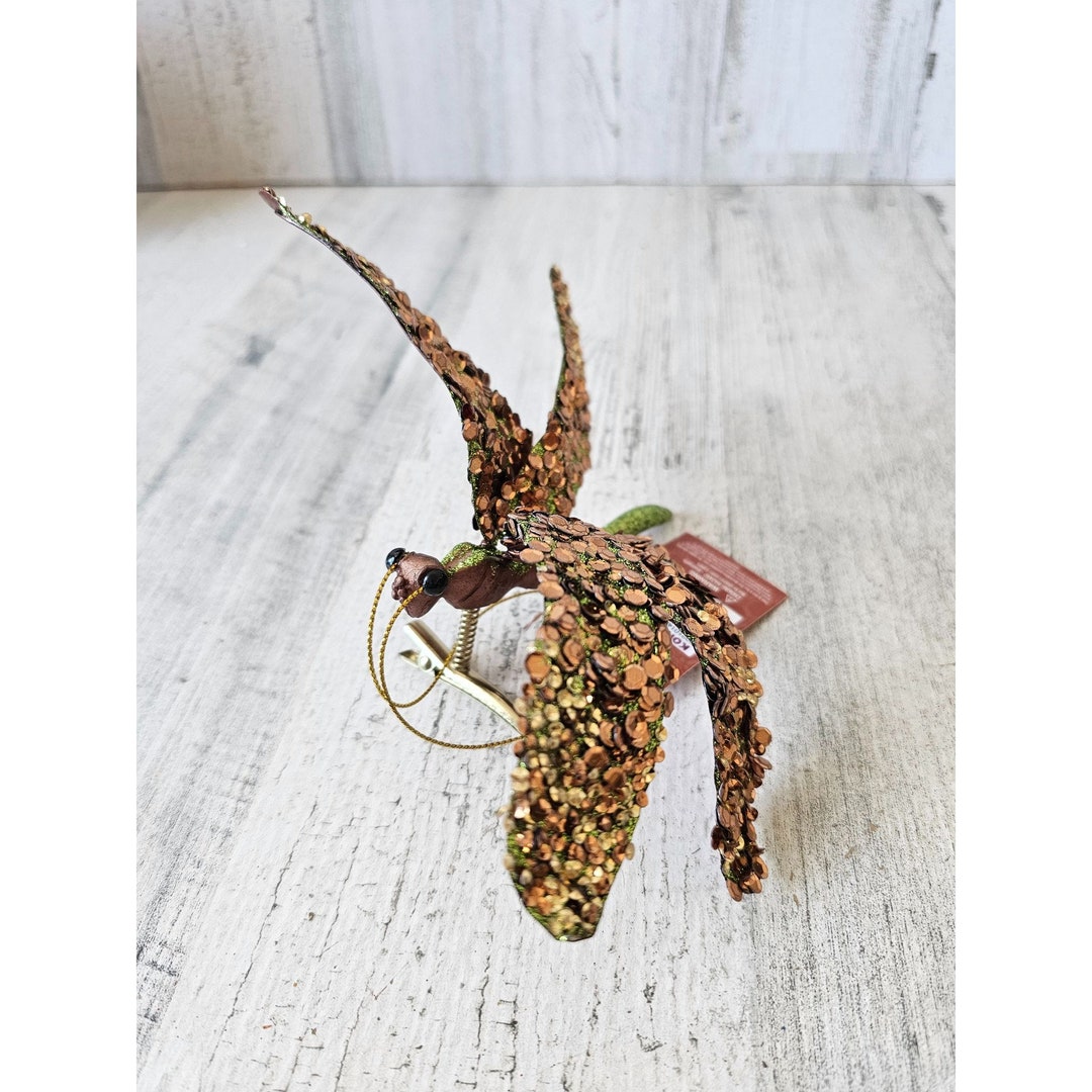St Nicholas Square Dragonfly Clip Ornament Copper Insect Glitter Unique ...