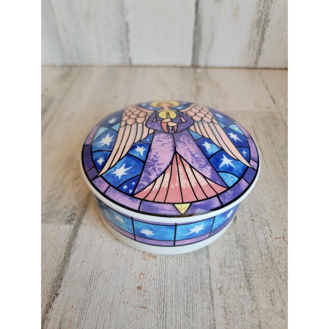 Mikasa Angel Porcelain Angel Trinket Box Container Round Vintage - Etsy