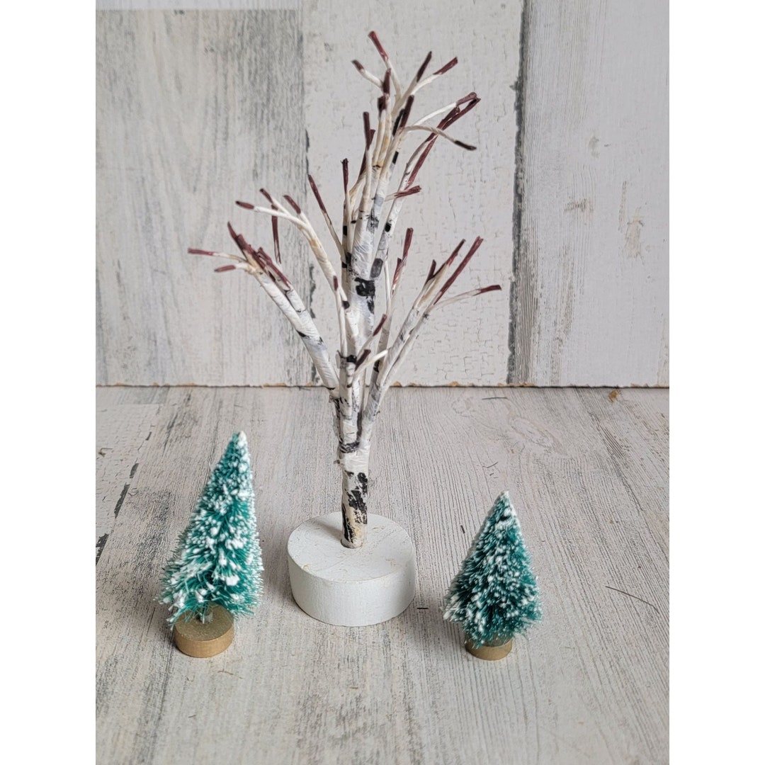 Village Bare White Tree Pine Snow Mini Set - Etsy