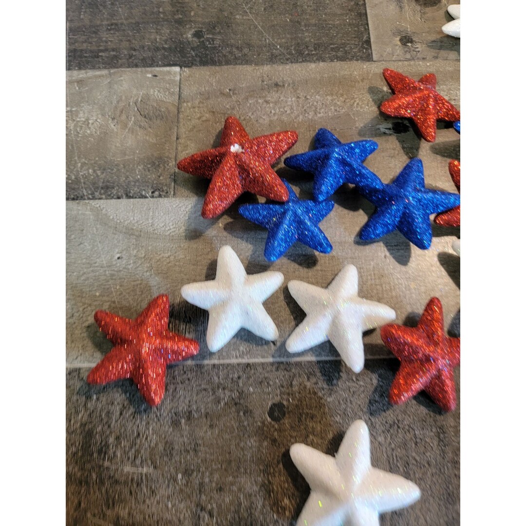 Styrofoam Star USA Red White Blue Set Decor July 4th Glitter - Etsy