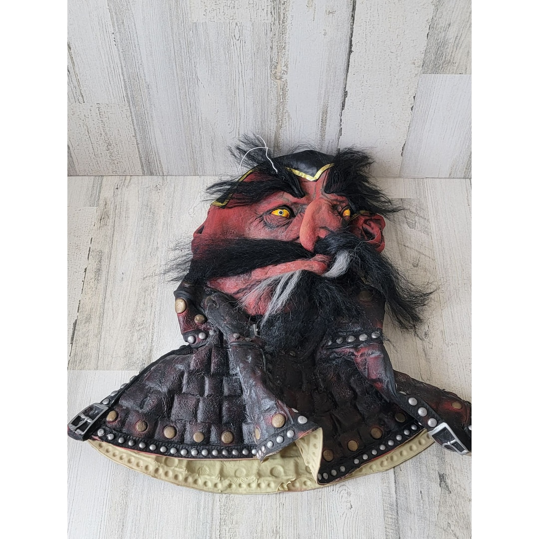 Mario Chiodo Studios Devil Mask Rubber Red Face Hair Halloween Costume ...