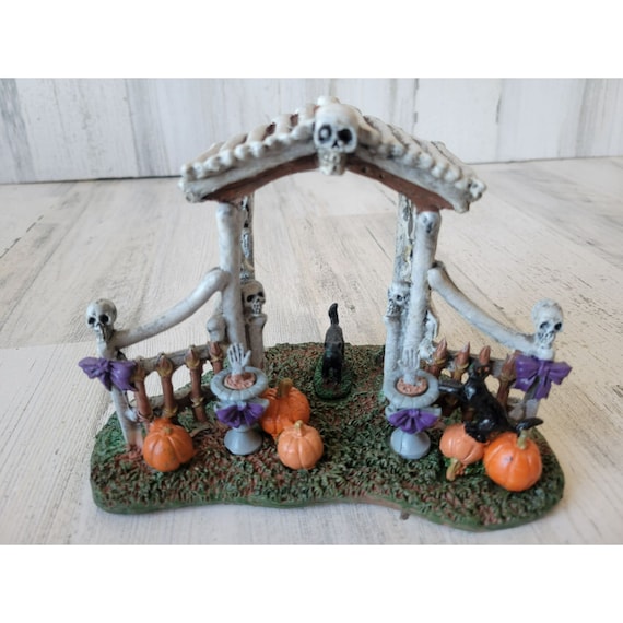 Lemax Skeleton Gateway Cat Pumpkin Halloween Accessory Village - Etsy