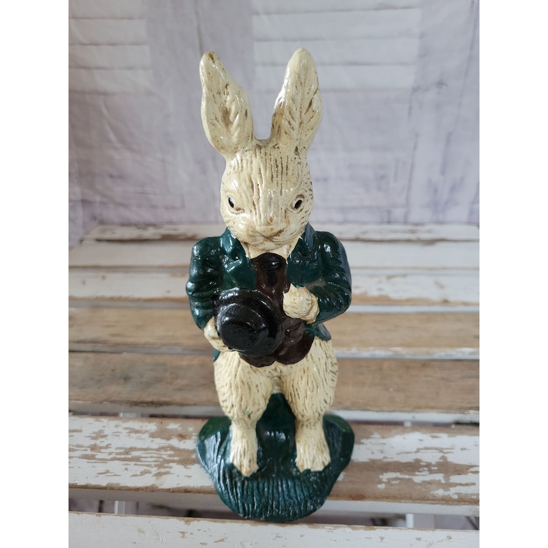 Cast Iron Bunny Rabbit Easter Decor Door Stop Mini Metal Vintage - Etsy