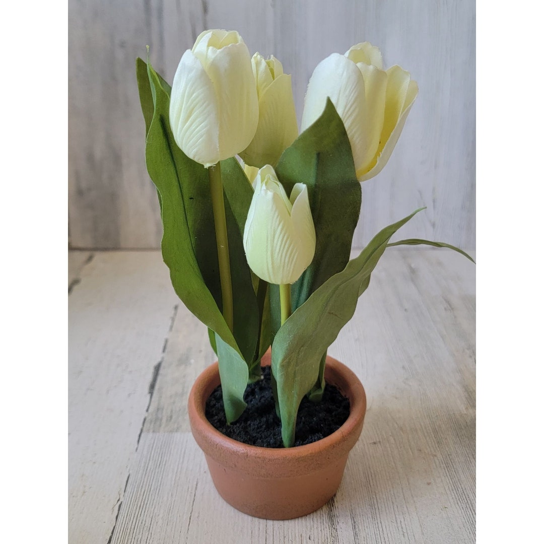White Tulips Flower Prop Decor Garden Pot Home Spring Figure - Etsy