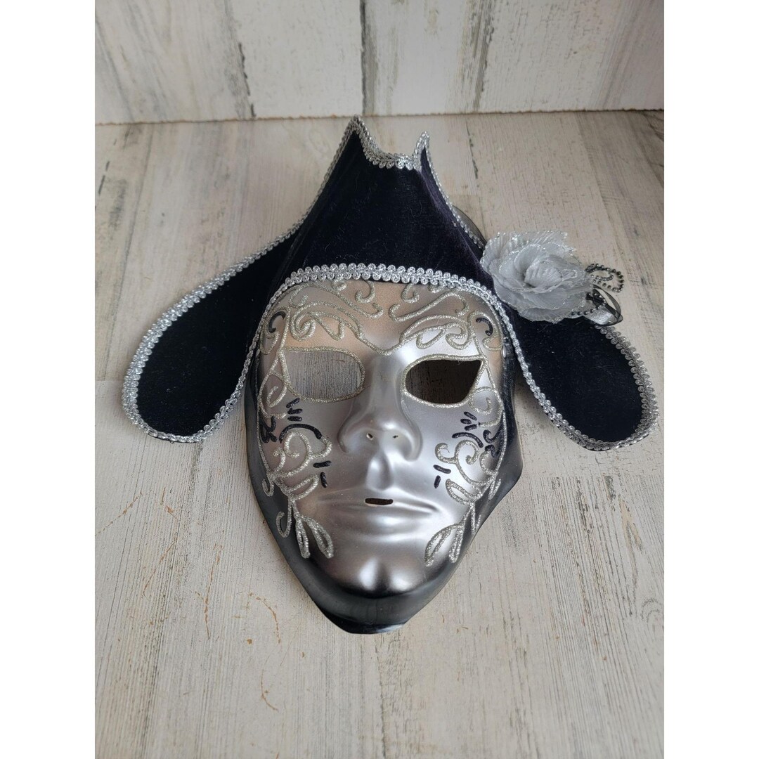 Venetian Mask Sliver Black AS IS Masquerade Halloween Costume - Etsy