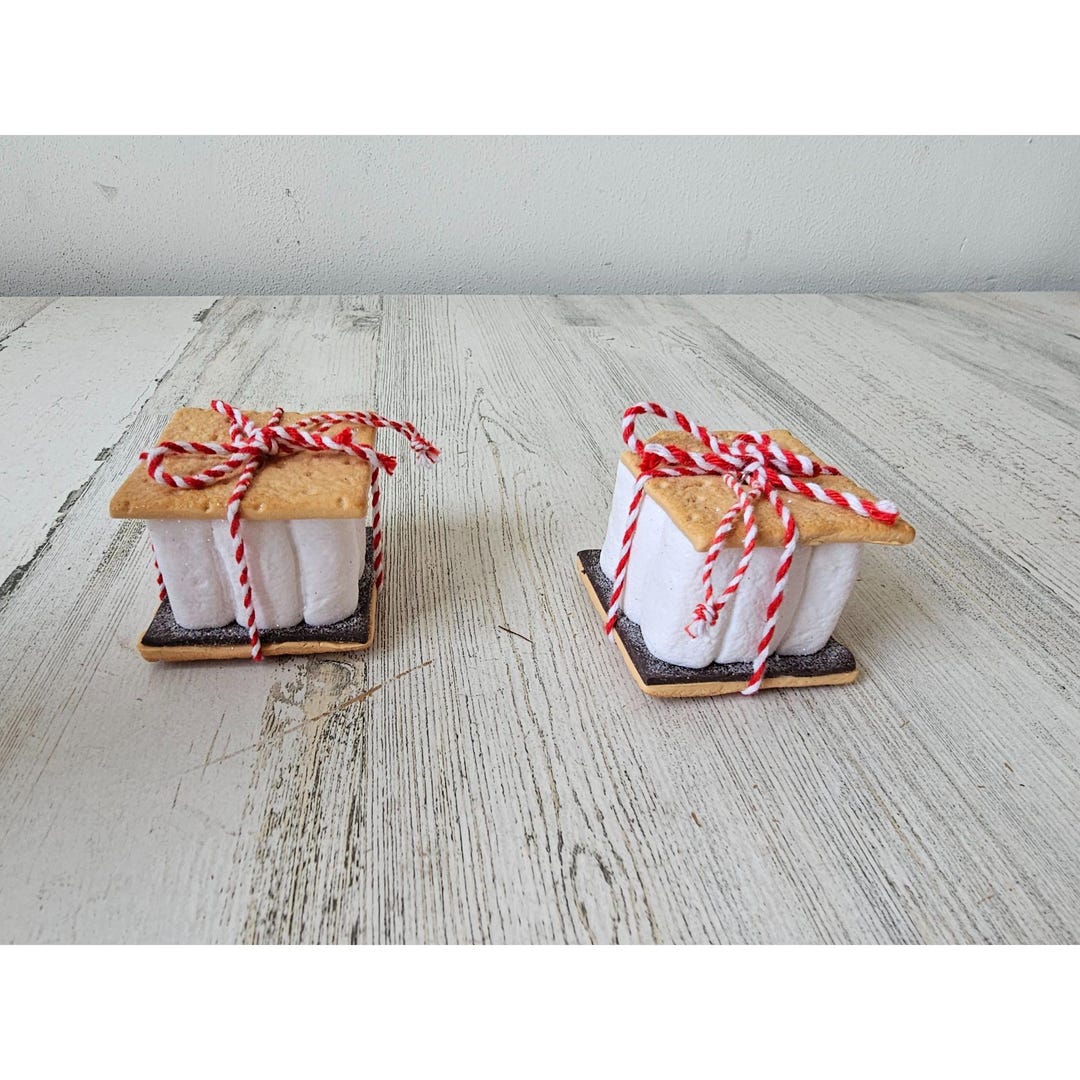Vintage S'mores Ornament Candy Graham Cracker Marshmallow Sparkle ...