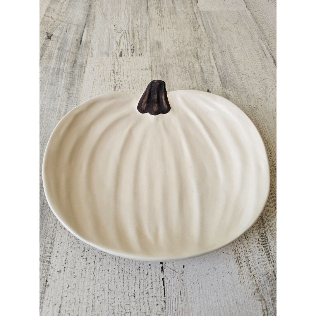 Pottery Barn Pumpkin Plate Barbara Eigen Platter Fall Halloween Ceramic ...