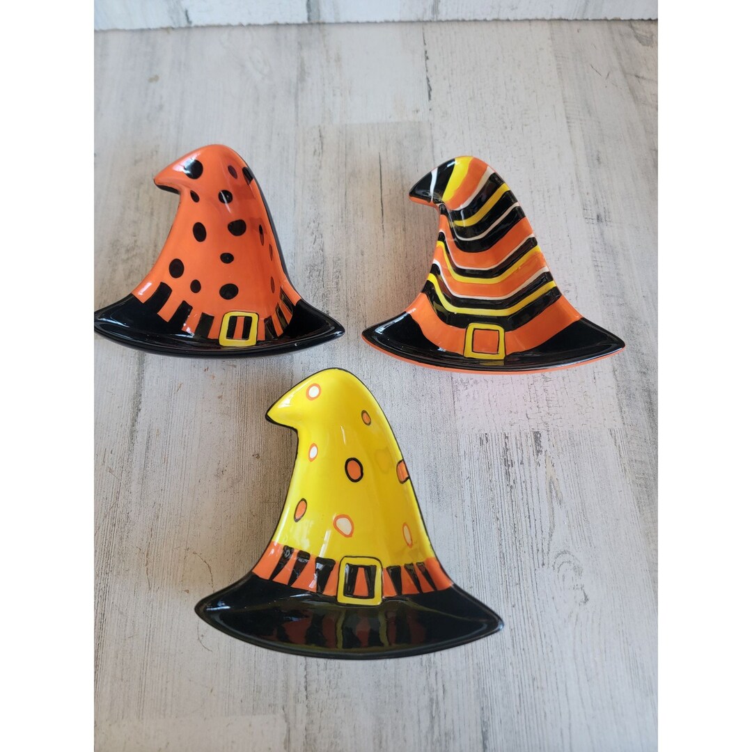 Real Home Ceramic Witch Hat Halloween Bowl Candy Trinket Set - Etsy
