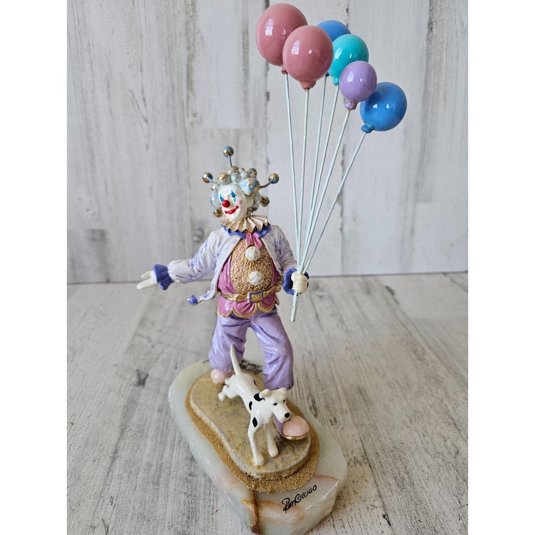 Ron Lee Pepe Clown Dog Balloons Pastel Walking Circus Gold Vintage 2000 ...