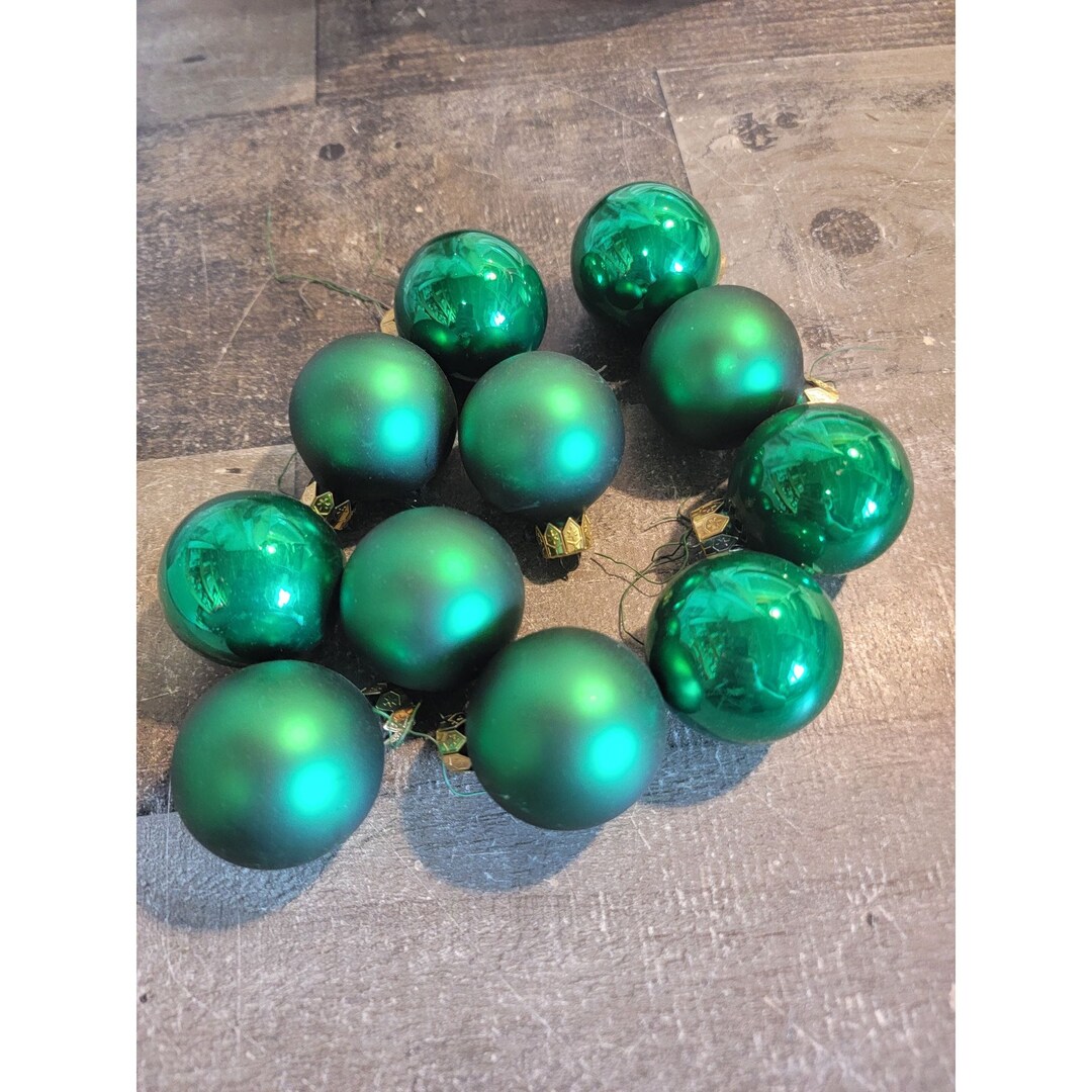 Mini Green Shiny Matte Set Blown Glass Ball Ornament Xmas Decor - Etsy
