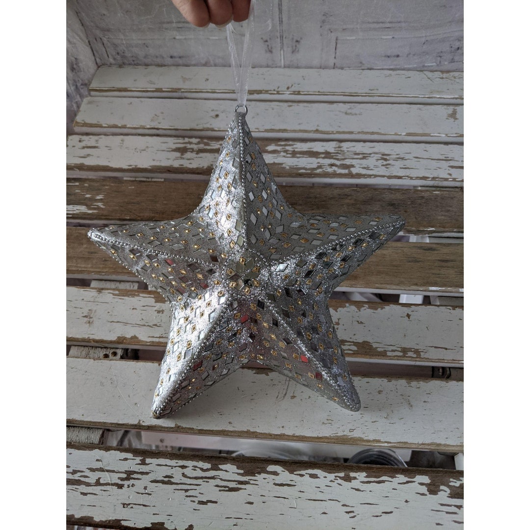 Large Silver Star Ornament Lawn Decor Huge Sparkle Gold - Etsy