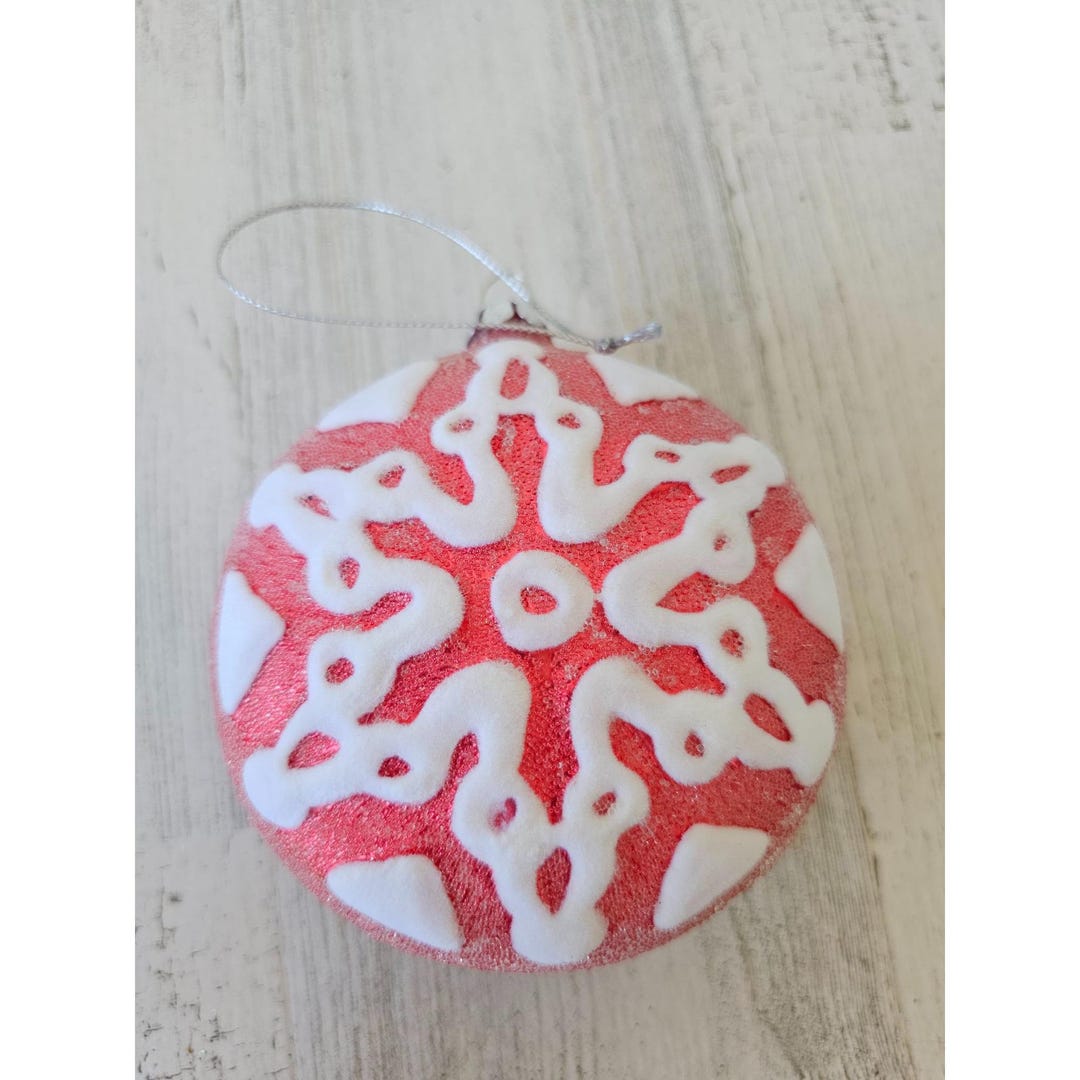 Sugared Snowflake Red Velvet Glass Ornament Unique Xmas Tree - Etsy