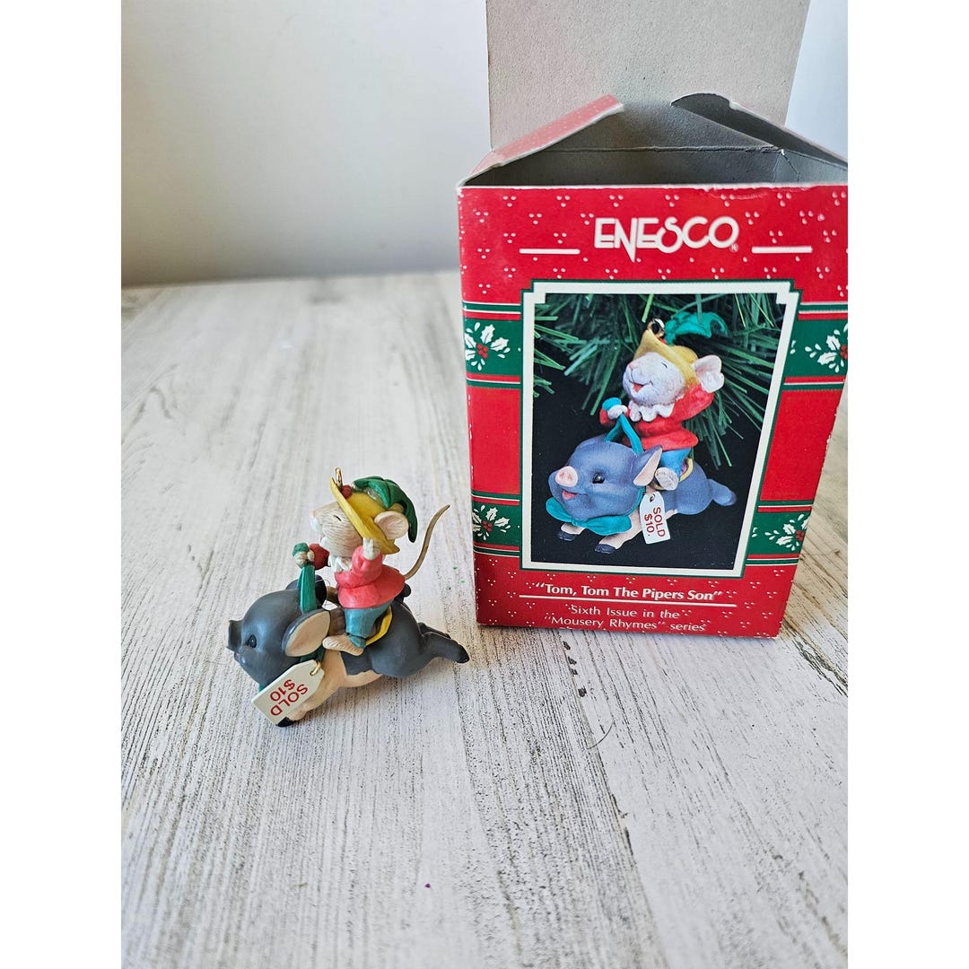 Enesco Tom Pipers Son Pig Ornament Mousary Rhymes 1991 Vintage - Etsy