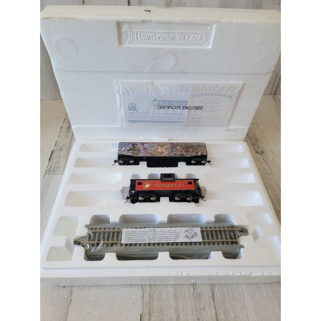 Hawthorne Quadalcanal Box Car & Semper Fi Caboose Village Train Xmas - Etsy