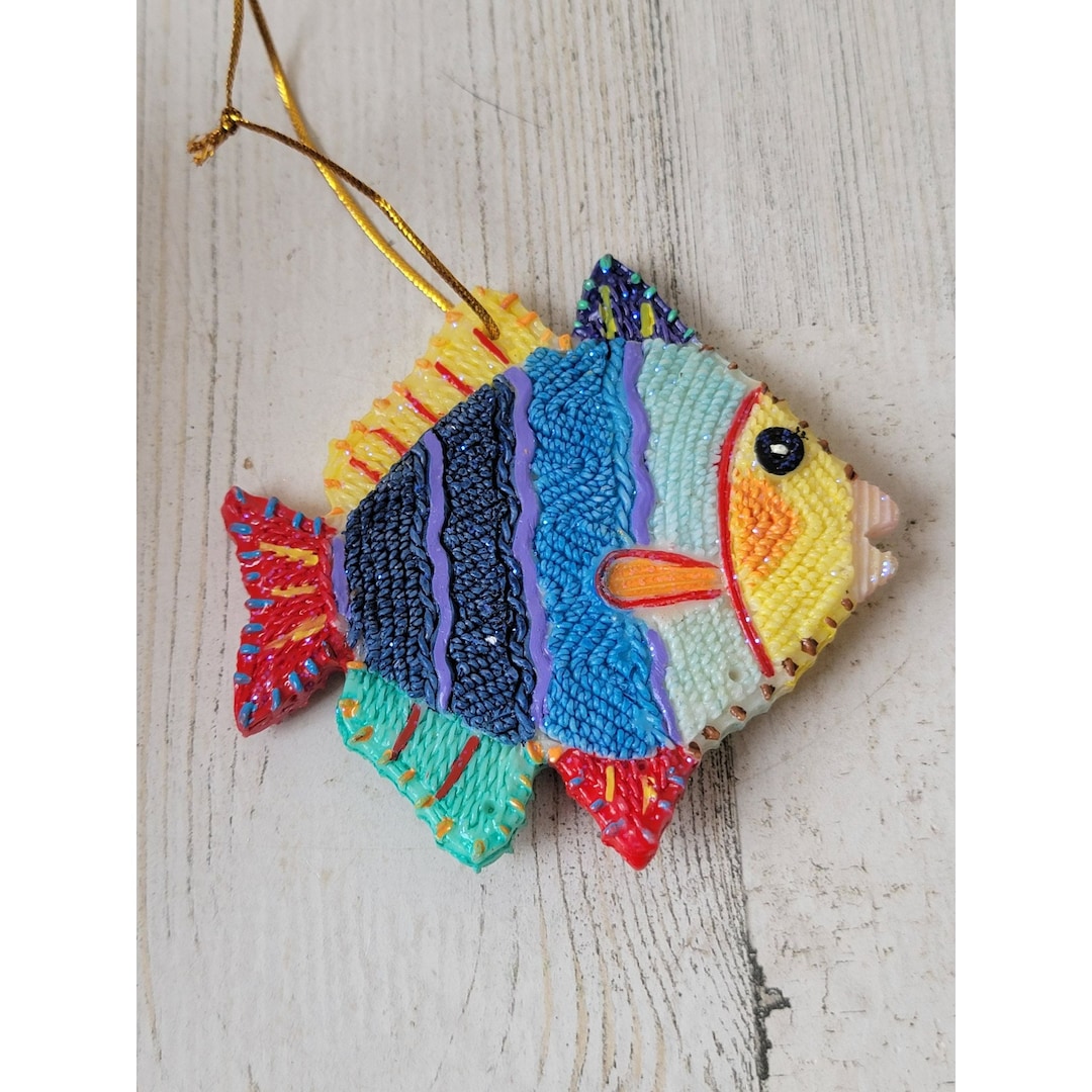 Textured Rainbow Glitter Fish Ocean Unique Ornament Xmas - Etsy