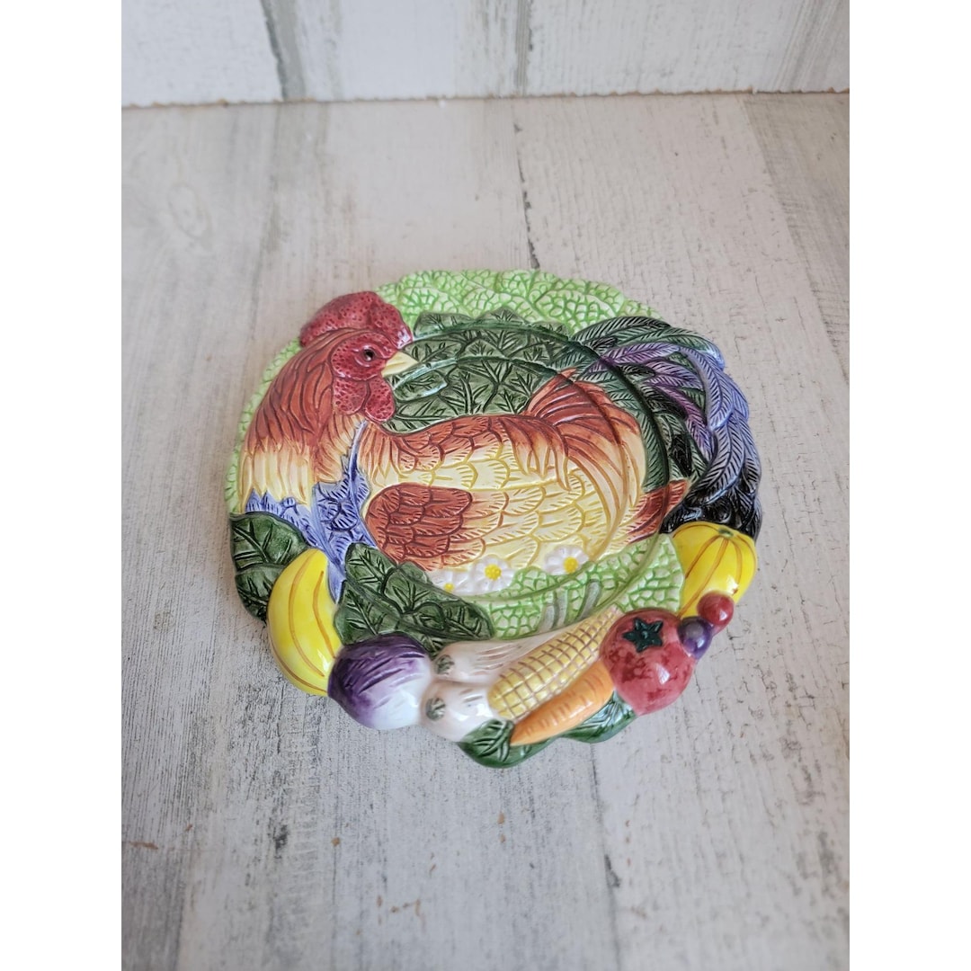 Fitz Floyd Classic Rooster Fruit Vegetable Plate Xmas Decor - Etsy