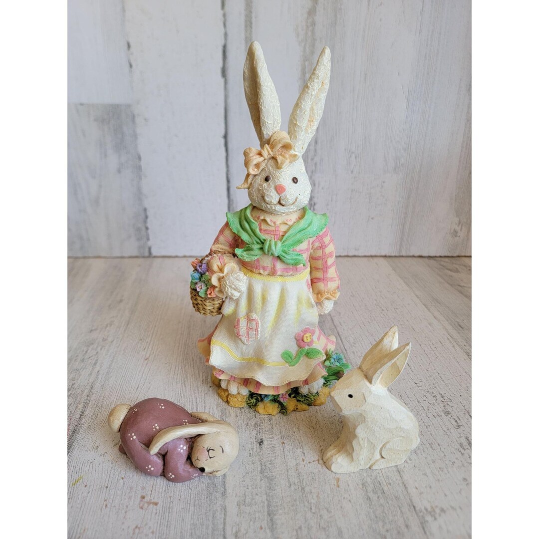 Variety Bunny Flower Picker Sleeping Baby Spring Home Decor Figure Set ...