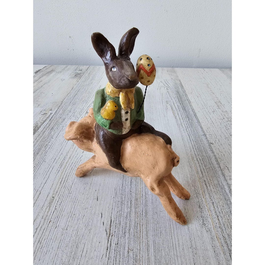 Vintage Bethany Lowe Pig Easter Bunny Rabbit RARE Chocolate Spring Egg ...