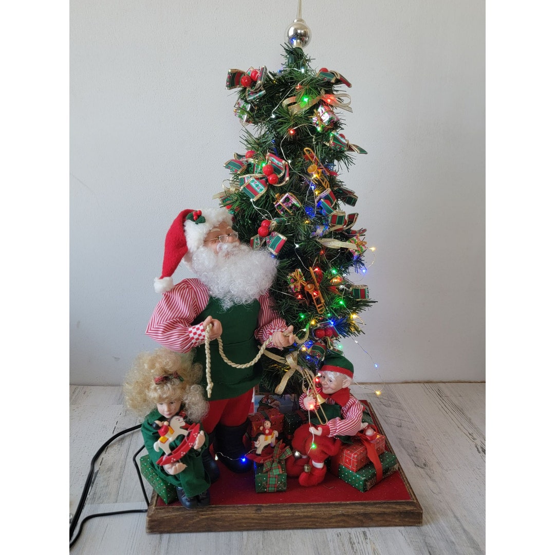 Holiday Creations 1993 Santa Claus Tree Animated Elf Kid Xmas Present ...