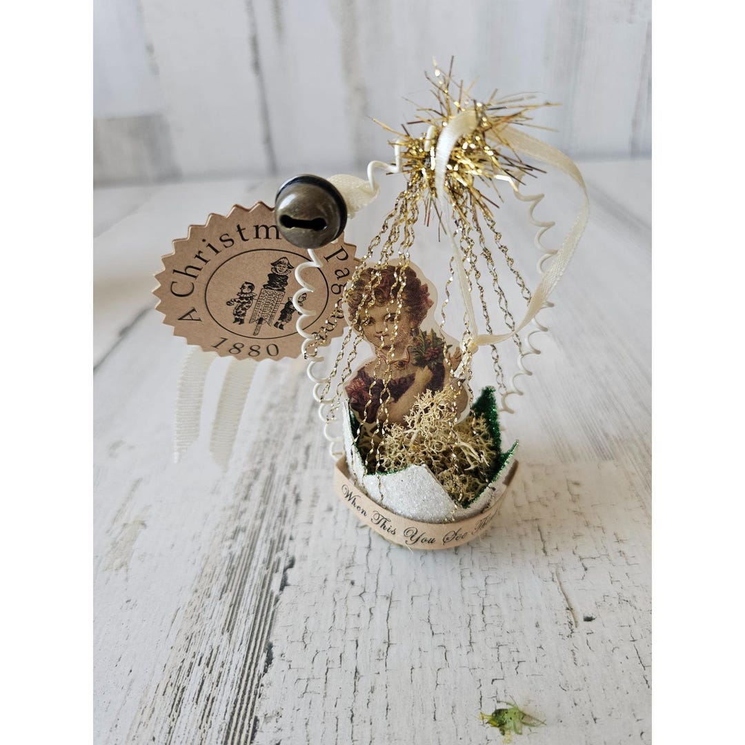 Wendy Addison Glitter Tinsel Ornament Paper Egg Basket Xmas Pageant - Etsy