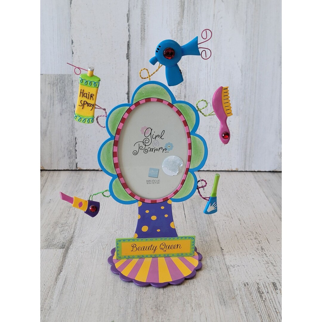 Girl Power Beauty Queen Photo Frame Makeup Hairspray Brush Home Decor ...