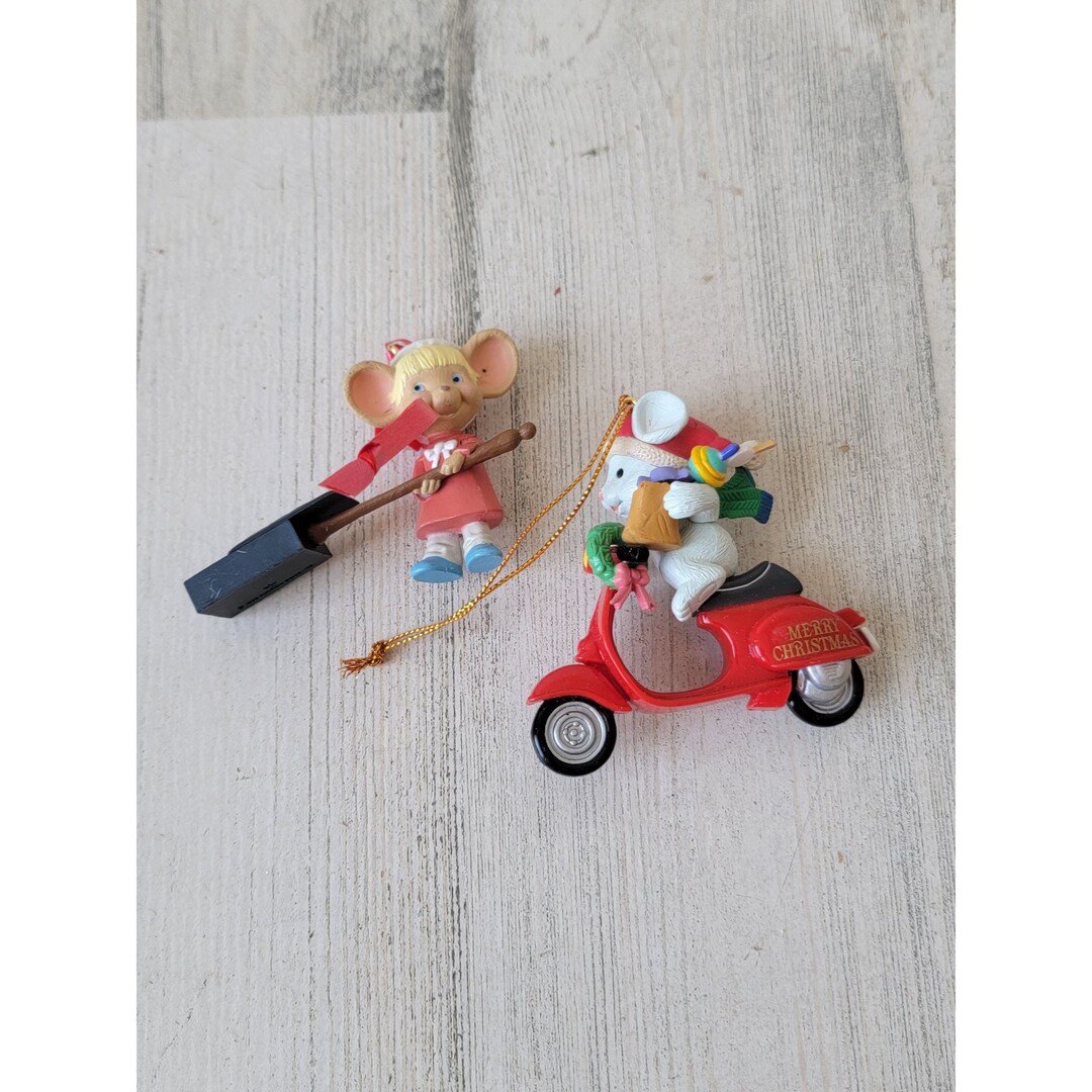 Mouse Popcorn Popper AS IS Mice Motor Bike Set Ornament Xmas - Etsy