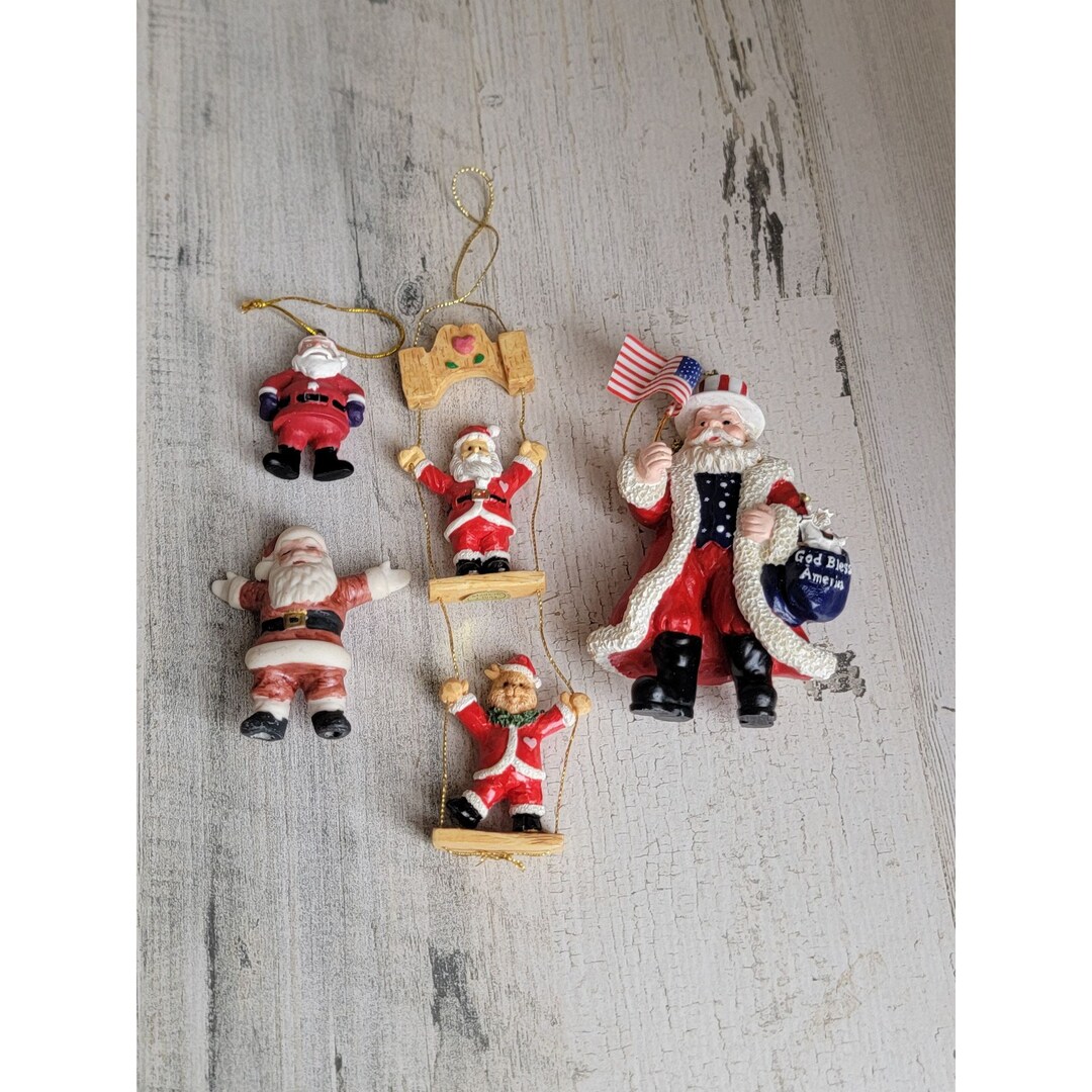 Santa Claus Ladder Reindeer Variety Ornaments Set Figure - Etsy