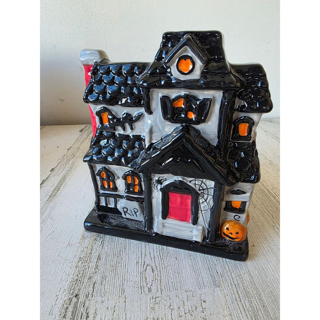 Yankee Haunted House Spooky Candle Luminary Holder Ceramic Halloween ...