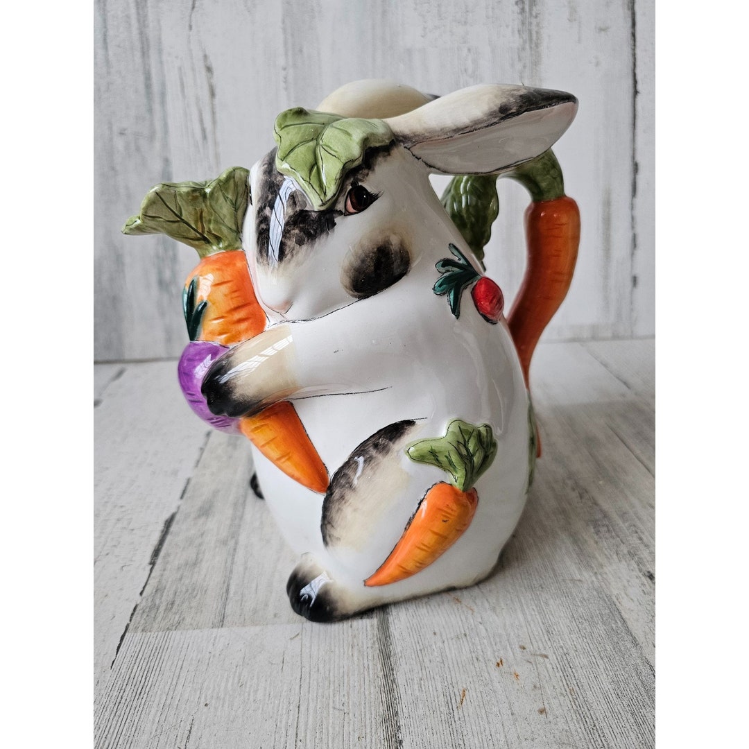 Fitz Floyd Spotted Rabbit Pitcher Jug Carrots Easter Bunny - Etsy