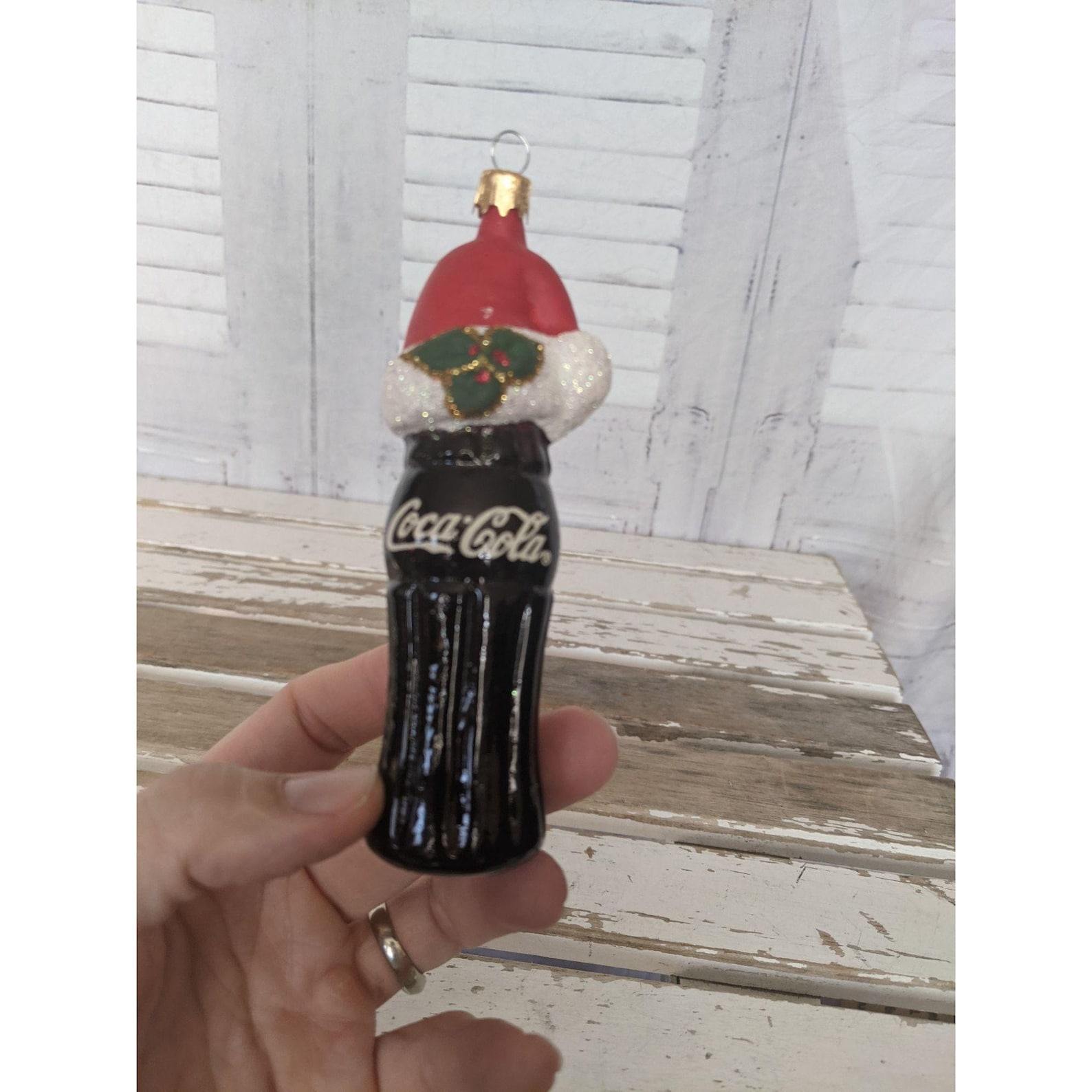 Coca-Cola Bottle Santa hat Christmas holiday tree ornament | Etsy