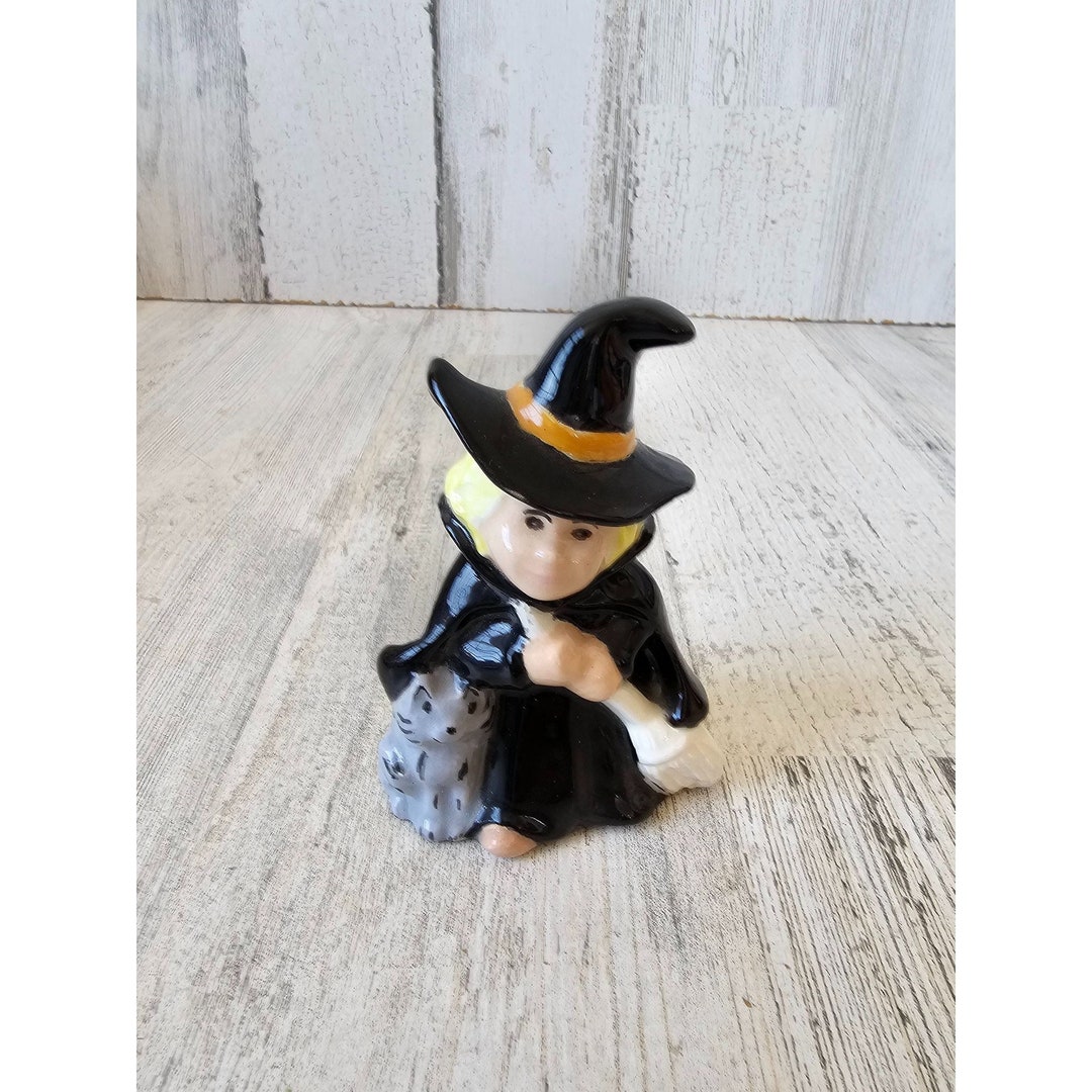 Ceramic Vintage Witch Cat Halloween Decor Village - Etsy