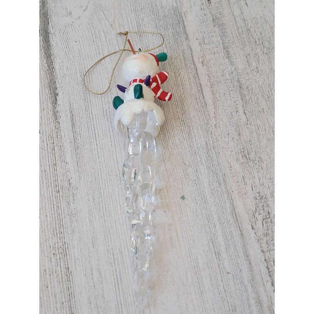 Icicle Snowman Glitter Top Hat Star Ornament Xmas Decor - Etsy