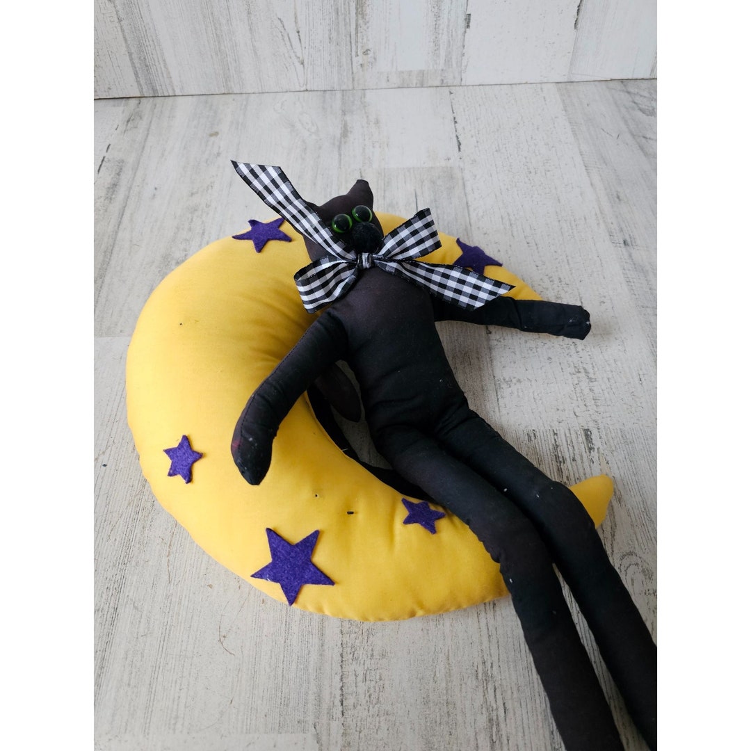 Overly Raker Moon Cat Hanging Vintage Plush Halloween Decor Country ...