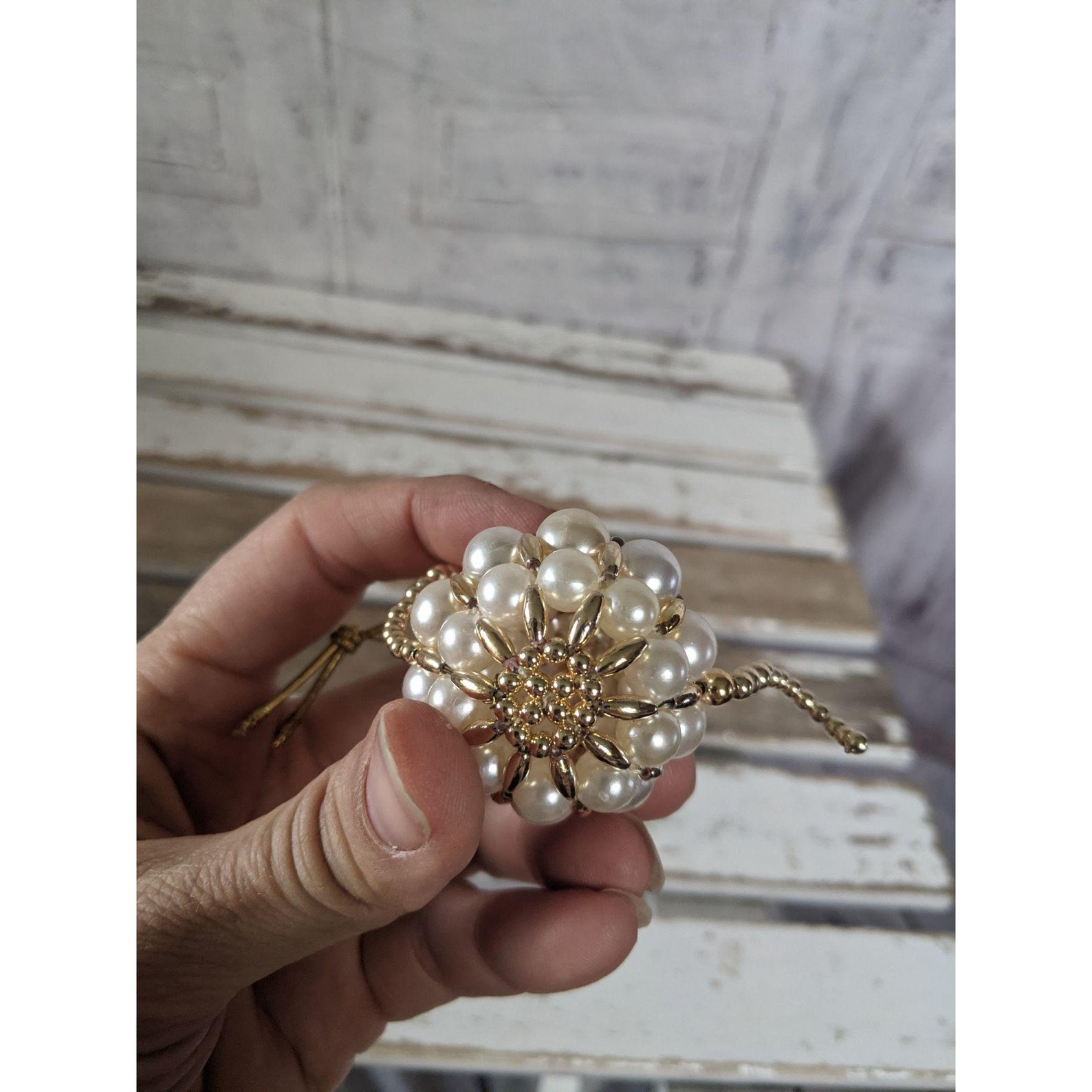 Pearl beaded teapot ornament Xmas holiday tree vintage | Etsy