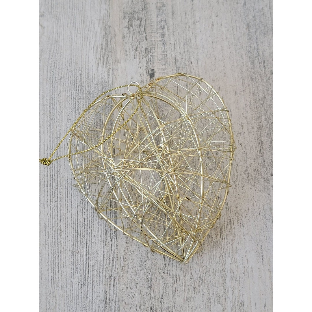 Golden Wire Heart Ornament Xmas Decor Valentine - Etsy
