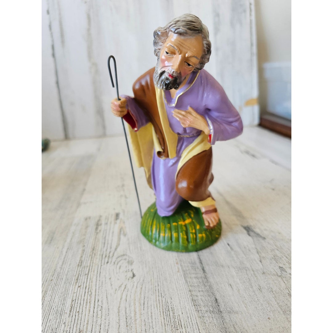 Vintage Italian Joseph Shepherd Paper Mache 77 Nativity Village Xmas ...