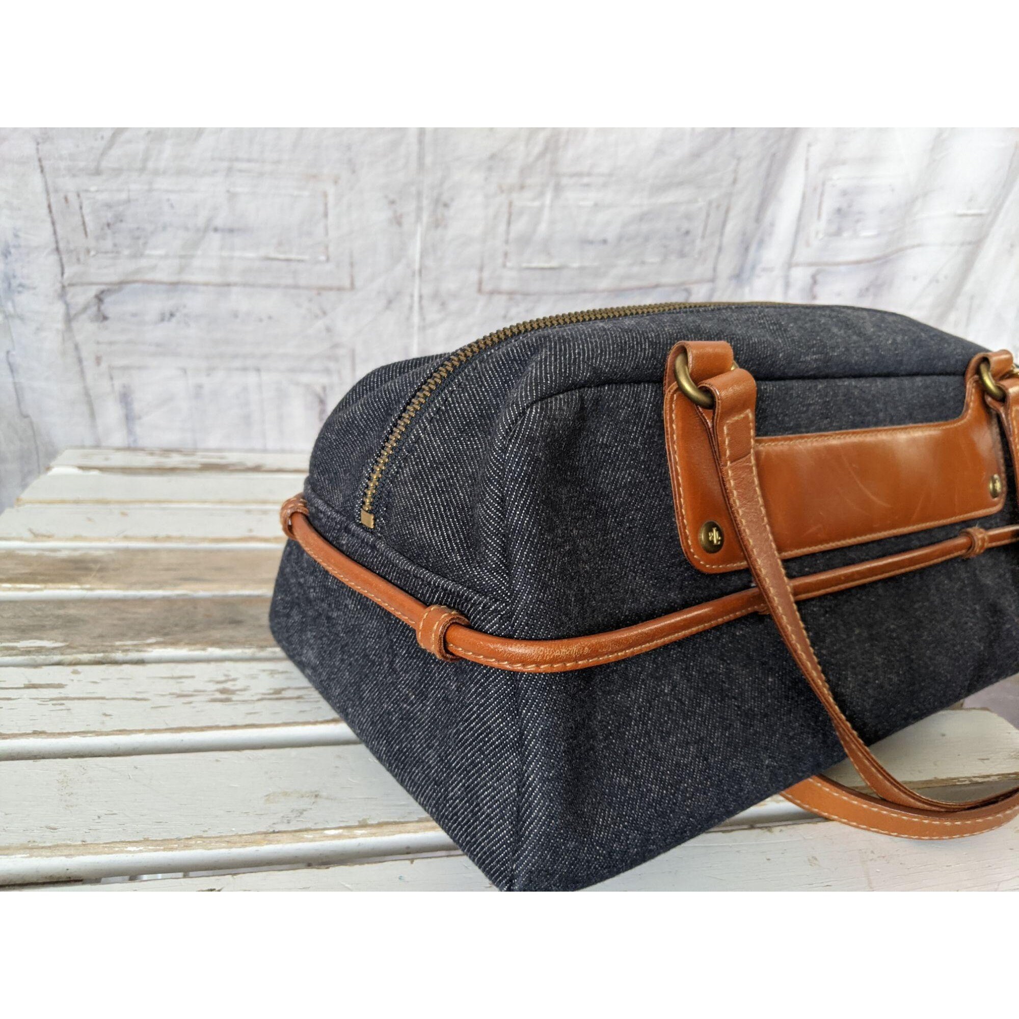Ralph Lauren Indigo Denim Leather Purse Tote Bag Shoulder | Etsy