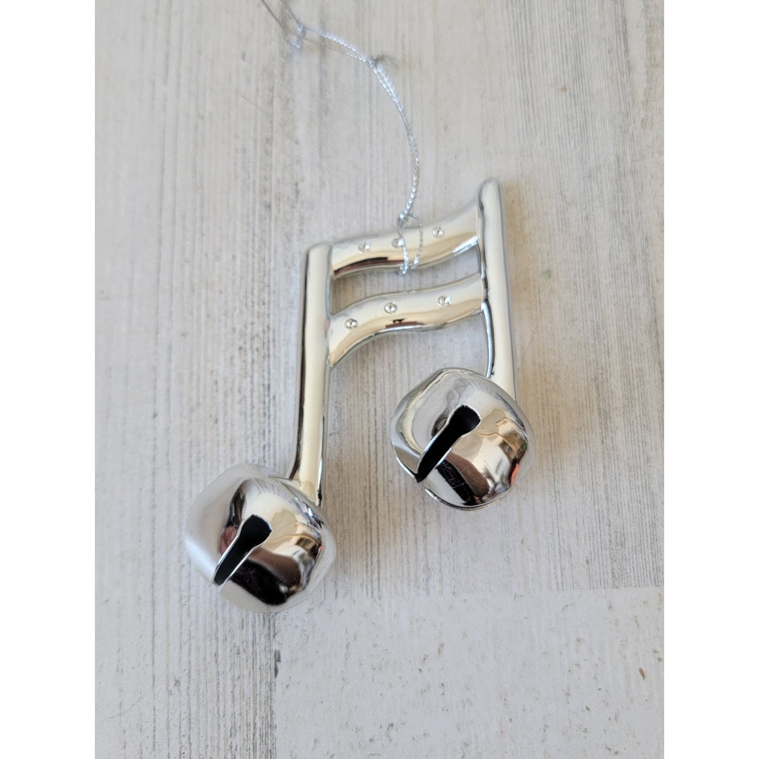 Music Note Bells Silver Ornament Xmas Shiny - Etsy