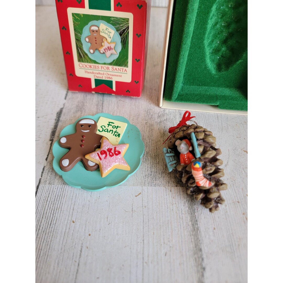 Hallmark Vintage Gingerbread Man Plate Pine Cone Ornament Xmas Set - Etsy