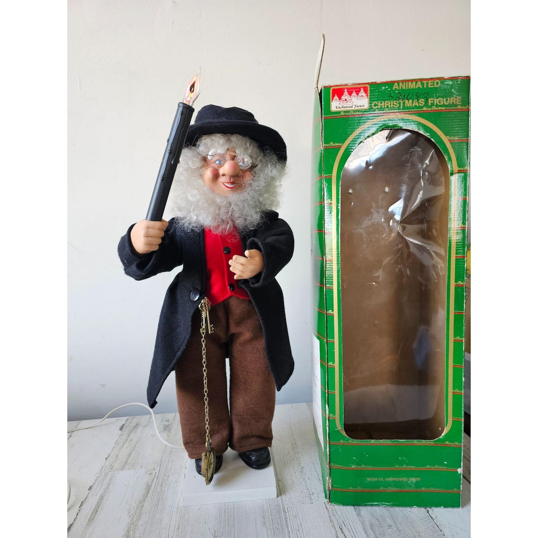 Enchanted Forest Scrooge Vintage Elf Clock Motionette Xmas Decor 24-in ...
