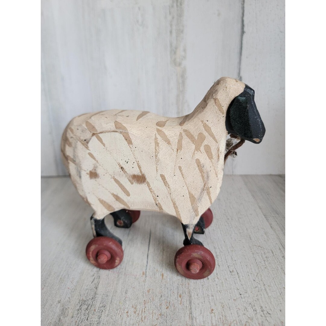 Vintage Rolling Cart Sheep Spring Home Decor Farm Nativity Unique ...