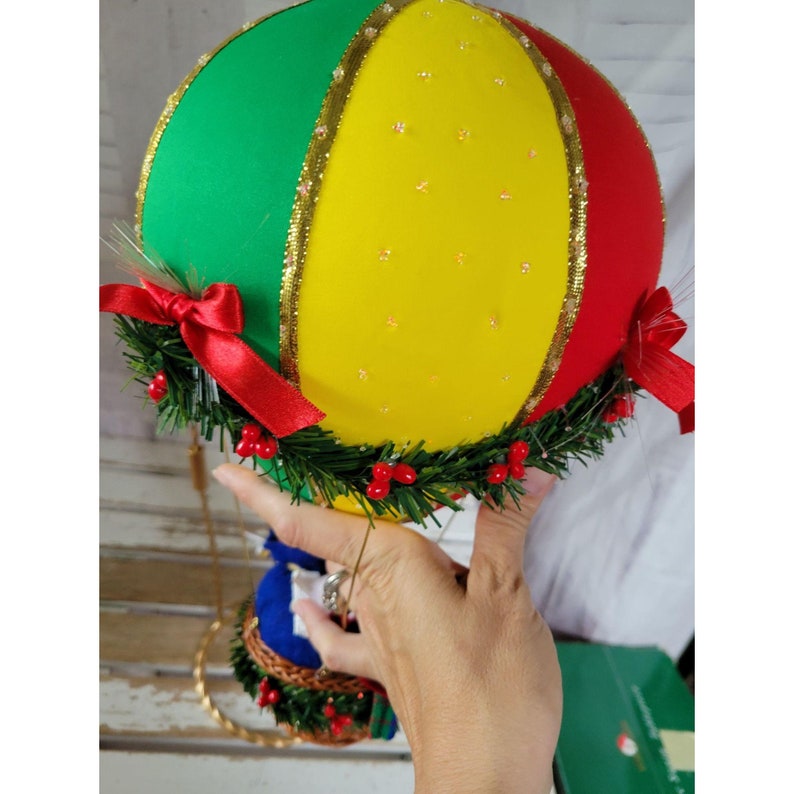 Fiber Optic Hot Air Balloon Teddy Bear Xmas Holiday Decor Centerpiece ...