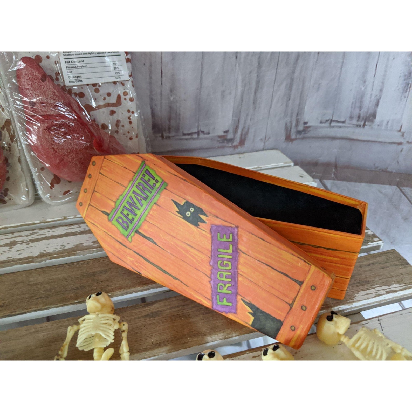 Coffin Skeleton Halloween Prop Decor Coffin Heart Liver Set - Etsy