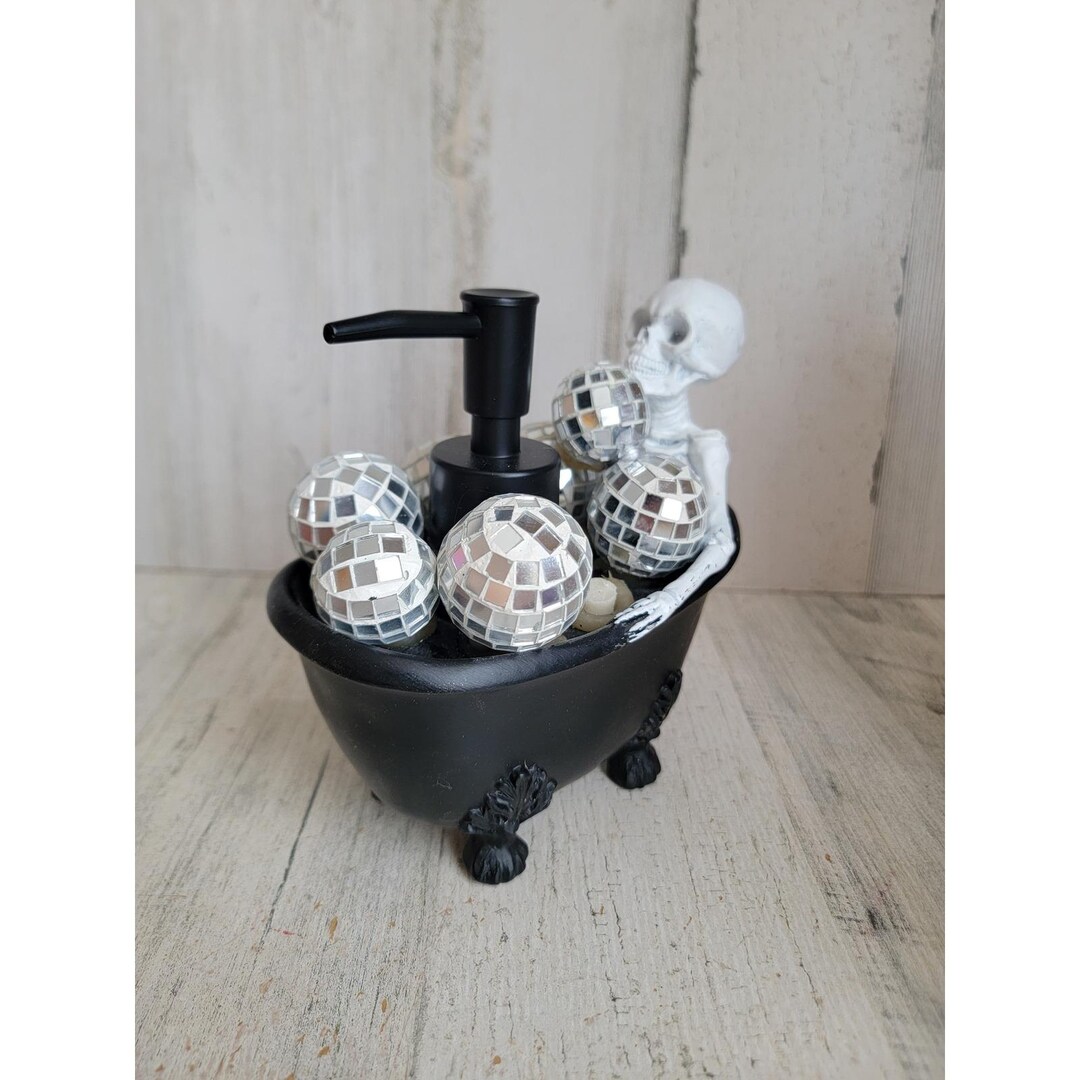 Skeleton Disco Ball Bath Soap Pump Halloween Unique Bathroom Home Decor ...