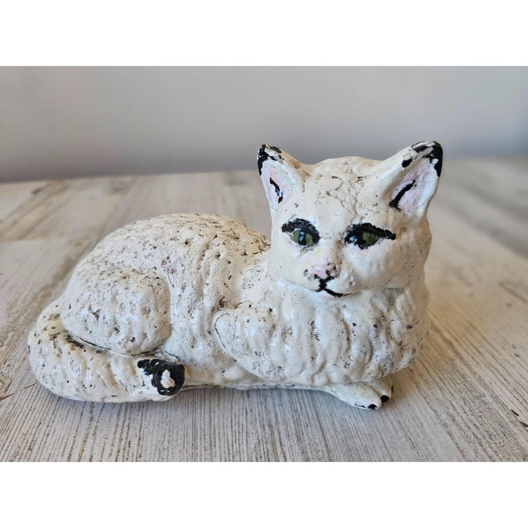 Vintage Plaster Tabby White Cat Kitten Lifelike - Etsy