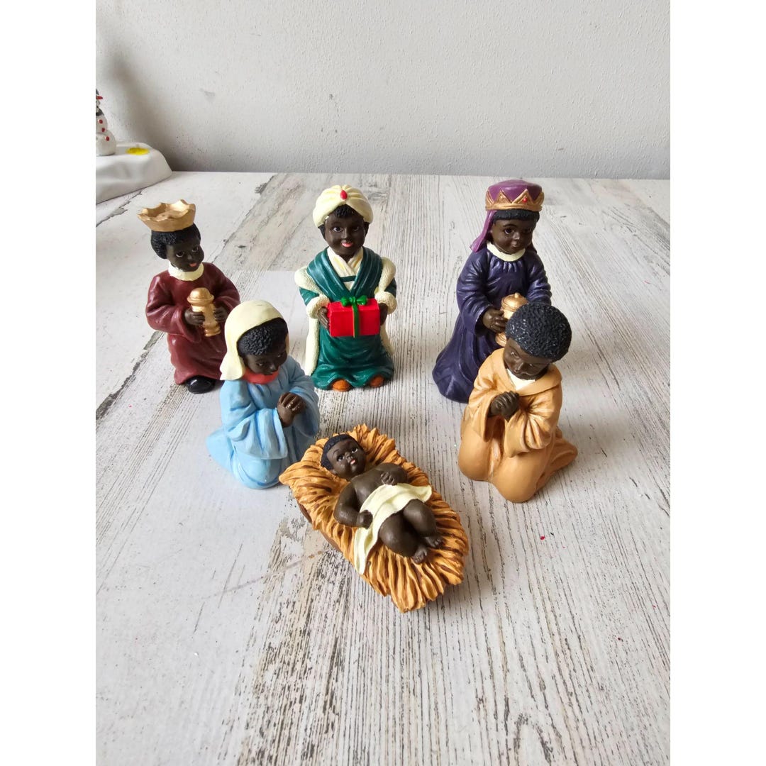 Silvestri Vintage Nativity Mary Jesus Wise Men Village Xmas People ...